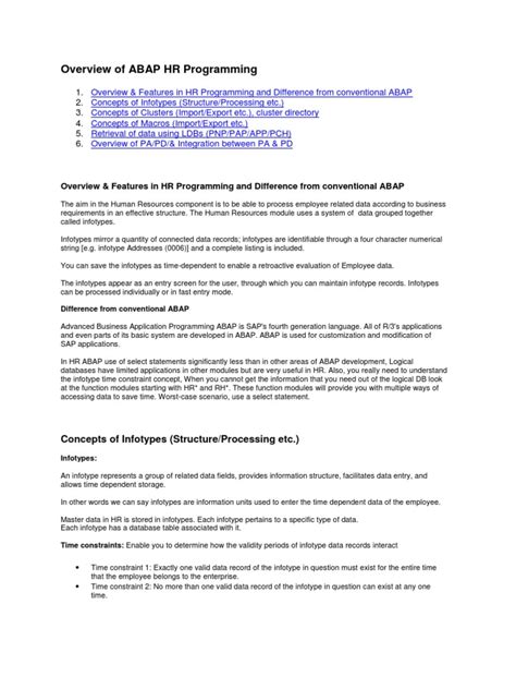 Overview Of Abap Hr Programming Pdf