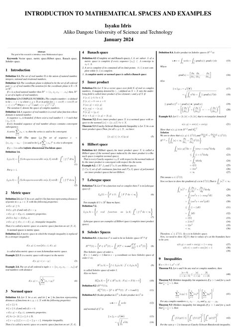 pdf introduction to mathematical spaces and examples