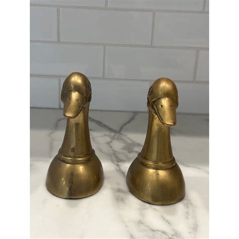 Vintage Solid Brass Duck Mallard Bookends Made By Leonards Solid Brass Collection A Pair