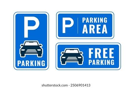 Collection Parking Area Signs Blue Parking Stock Vector Royalty Free
