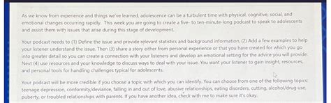 Solved How Do I Write A Script For A Podcast On Adolescence