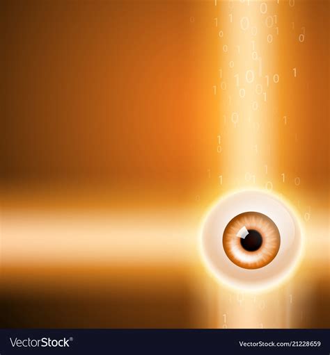 Orange Background With Eye And Binary Code Vector Image
