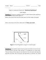 Lab Rotational Equilibrium Report Form Docx Babe Name Section Date Report On Laboratory