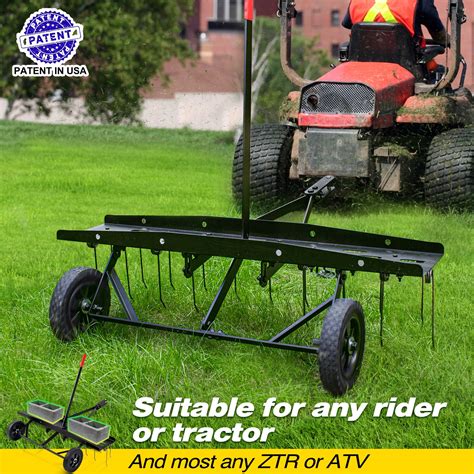 Phenoking 40 Inch Tow Behind Dethatcher With 20 Spring Loaded Tines Steel Frame Easy Assembly