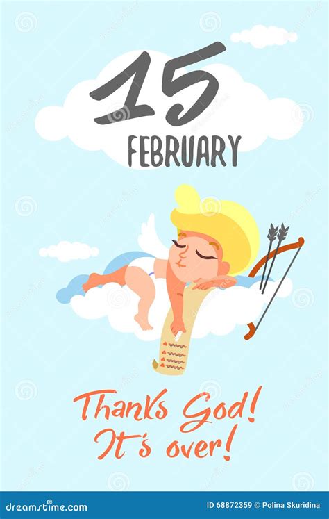 Insegna Con Langelo Stanco E Che Dorme Dopo La Conclusione Del San Valentino Illustrazione