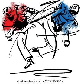 Vector Illustration Taekwondo Fighters Combat Stock Vector Royalty Free Shutterstock
