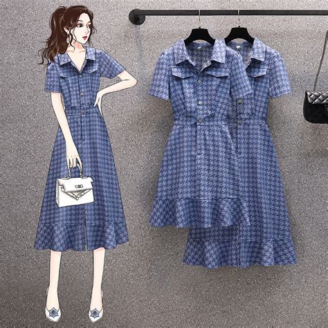 Plus Size Checkerboard Denim Shirt Dress Pluspreorder
