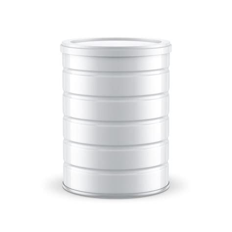 흰색 금속 주석 깡통 모형 건조 식품 또는 분말 포장 3d 렌더링 프리미엄 사진