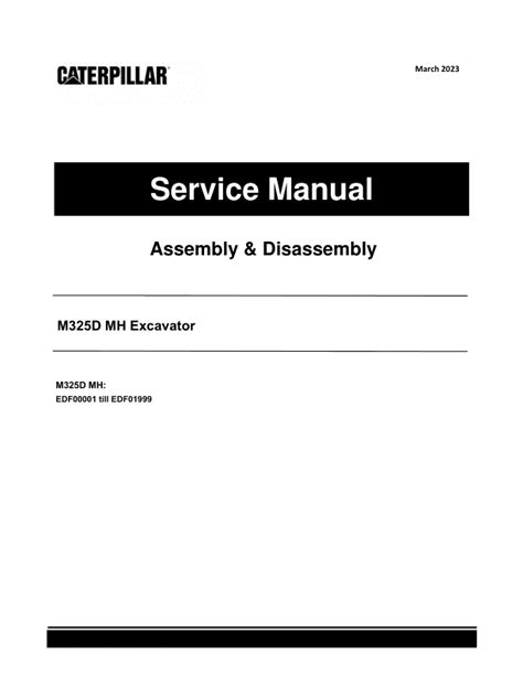 Caterpillar Cat M325d Mh Excavator Service Repair Manual Edf00001 Till