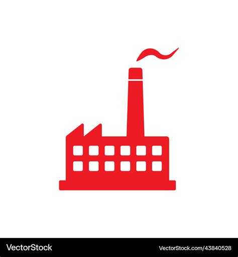 Red Manufacturing Factory Icon Royalty Free Vector Image