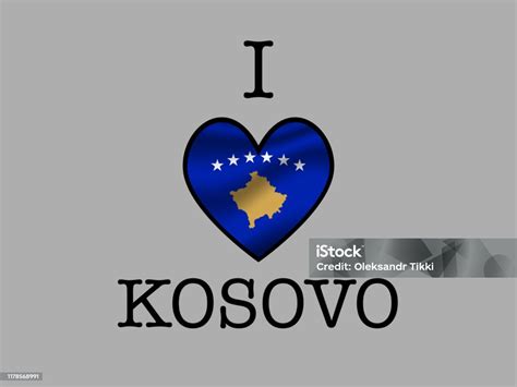 코소보 국기 내부 큰 마음과 글자 I Love 원래 색상과 비율 벡터 일러스트레이션 모든 대륙과 테리토르세트의 세계 국가 흰색 배경에 격리 국가 관광명소에 대한 스톡 벡터