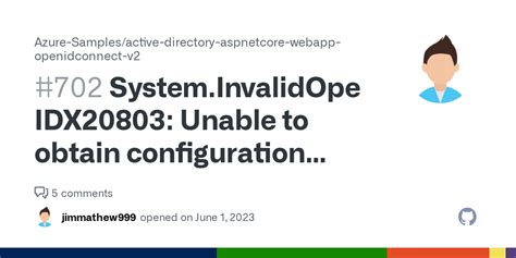 Systeminvalidoperationexception Idx20803 Unable To Obtain Configuration From Xxx