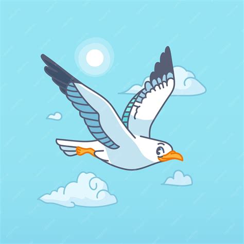 Handgezeichnete Cartoon Möwenillustration Kostenlose Vektor