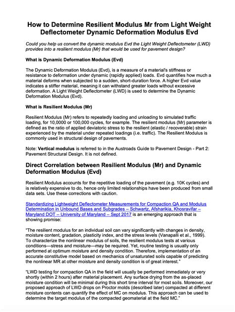 How To Determine Resilient Modulus Mr From Light Weight Deflectometer Dynamic Deformation