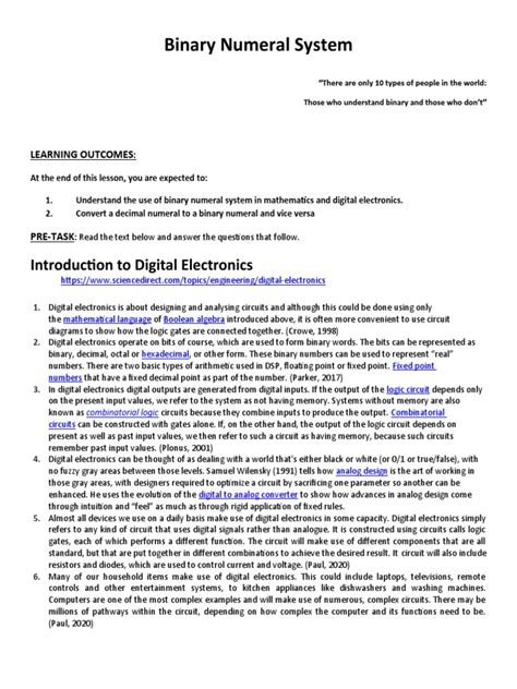 Binary Numeral System Pdf Electronic Circuits Digital Electronics