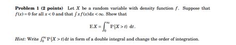 solved problem 1 2 points let x be a random variable with