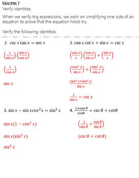 Verifying Trig Equations Using Identities Guided Notes By Pi Ever