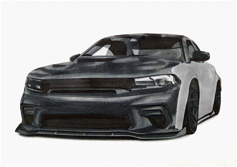 How To Draw A Dodge Charger Srt Hellcat Realistic Step By Step