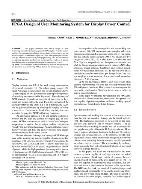PDF FPGA Design Of User Monitoring System For Display Power Control