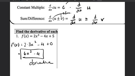 2 6 constant constant multiple sum differences of derivatives youtube