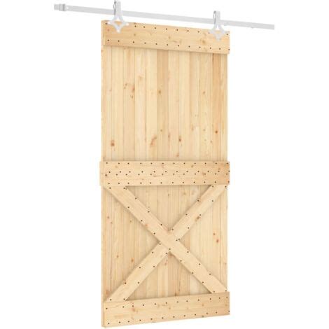 Sliding Door With Hardware Set 100x210 Cm Solid Wood Pine Vidaxl