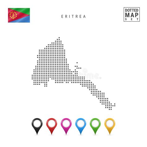 Vector Dotted Map Of Eritrea Simple Silhouette Of Eritrea National Flag Of Eritrea Set Of