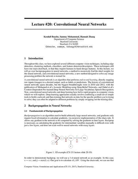 Lecture 20 Class Notes For Devops Lecture 20 Convolutional Neural Networks Kendall Beache