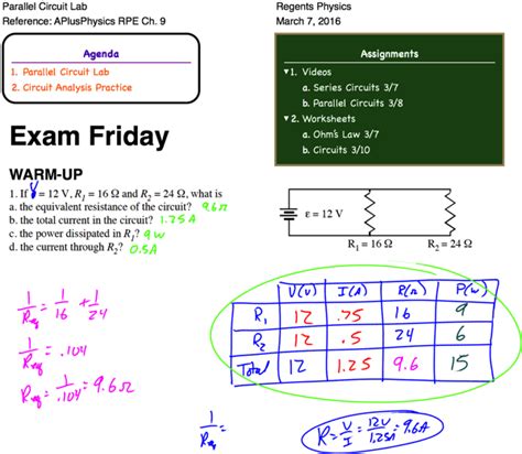 Parallel Circuit Lab Regents Physics