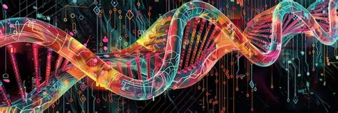 Premium Photo Abstract Dna Strands With Vibrant Colors And Digital Motifs Biotechnology Concept