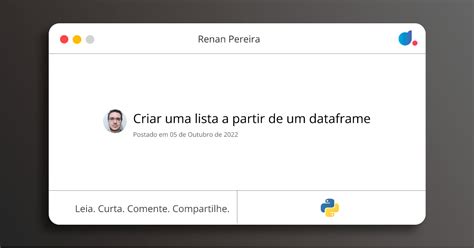 Criar Uma Lista A Partir De Um Dataframe Renan Pereira Python Dio