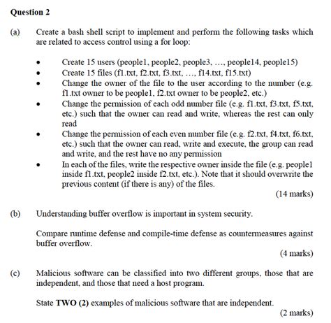 Solved Question 2 A Create A Bash Shell Script To
