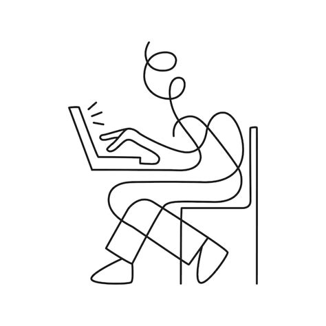 Premium Vector Man And Computer Outline Design Use Any Artwork