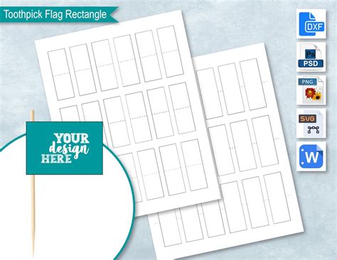 Rectangular Toothpick Flag Tag Blank Template Rectangle Custom Flag
