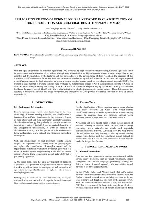 PDF APPLICATION OF CONVOLUTIONAL NEURAL NETWORK IN CLASSIFICATION OF HIGH RESOLUTION