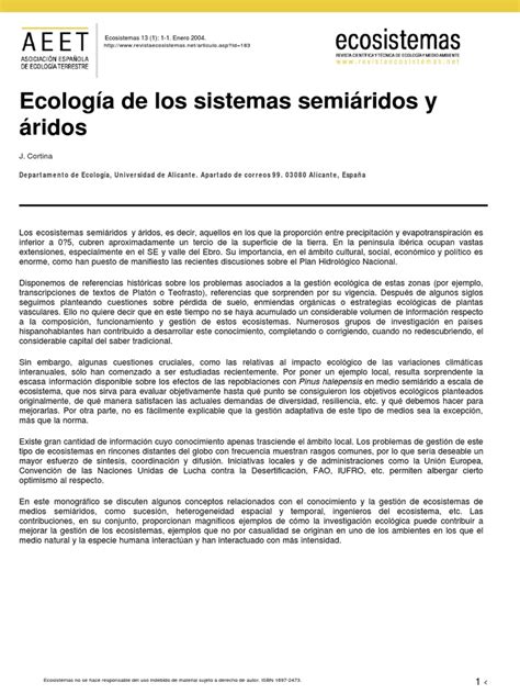 Ecosistemas Aridos Pdf Ecosistema Ecología