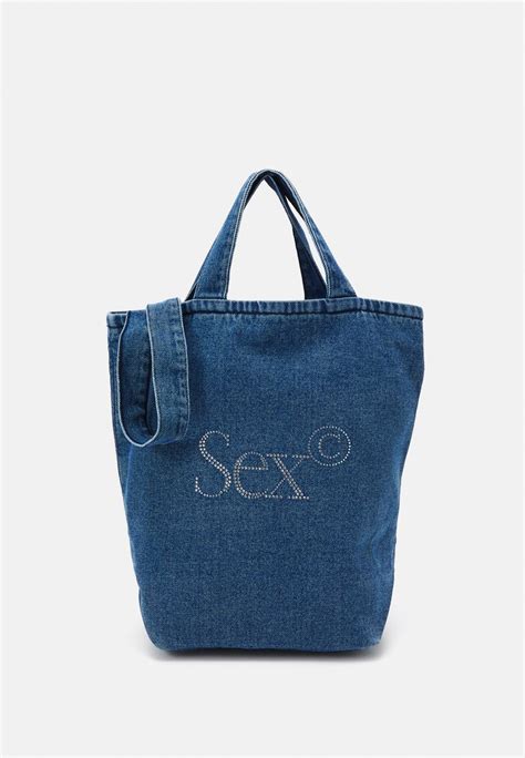 Carne Bollente Sex To Go Unisex Tote Bag Washed Blue Blue Denim Zalando Ie