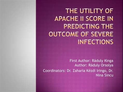 Ppt The Utility Of Apache Ii Score In Predicting The Outcome Of Severe Infections Powerpoint