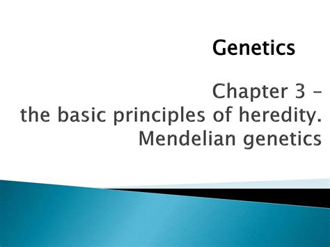 Solution Genetics Chapter 3 Mendel Inheritance Basic Principle Of