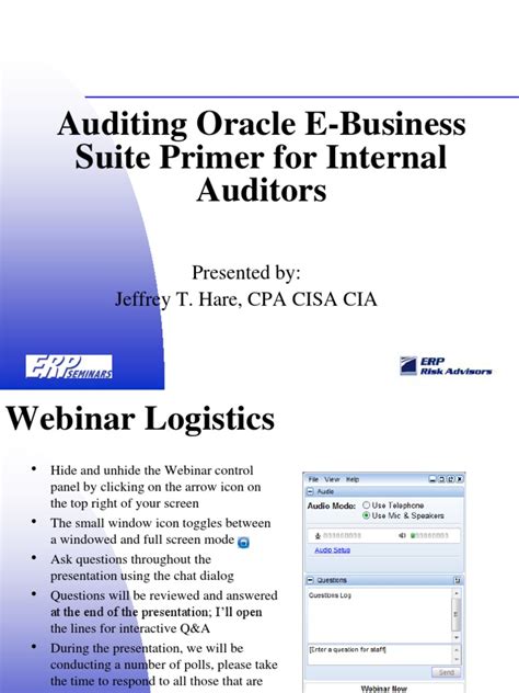 Auditing Oracle E Business Suite Primer For Internal Auditors Pdf Enterprise Resource
