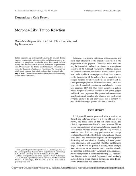 Pdf Morphea Like Tattoo Reaction