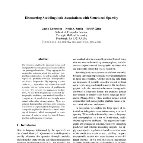 Discovering Sociolinguistic Associations With Structured Sparsity Acl