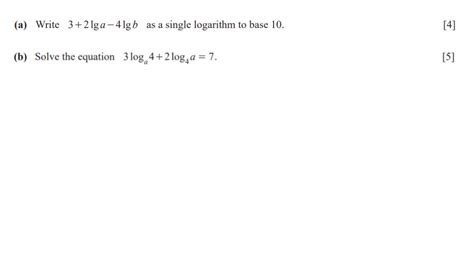 Logarithms Questions For Igcse Additional Maths Cambridge 0606