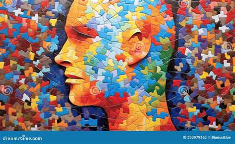 Abstract Human Head Made of Unsolved Puzzle Pieces, Maximalism ...