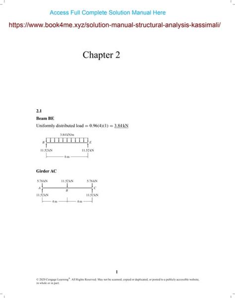 Solution Manual For Structural Analysis 6th Si By Aslam Kassimali Pdf