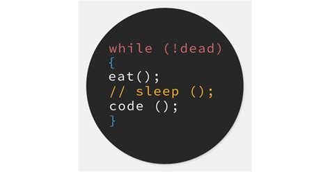 computer science python programmer eat code sleep classic round sticker