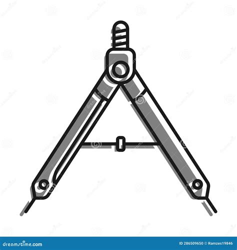 Drawing Compass Divider For Sketching Engineer And Designer Tool Linear Icon Stock Vector