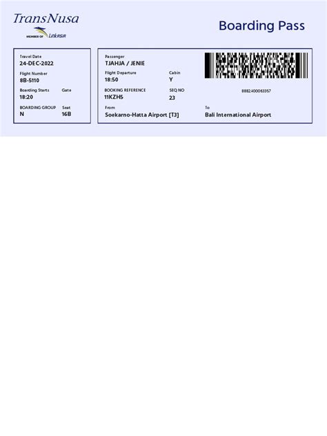 Contoh Boarding Pass Transnusa Pdf