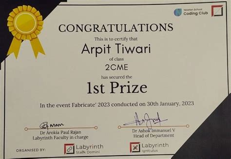 arpit tiwari on linkedin won the first prize in a web designing