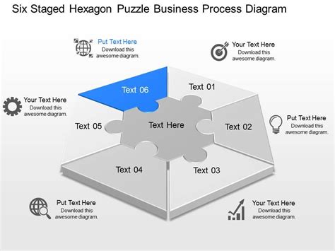 Qr Six Staged Hexagon Puzzle Business Process Diagram Powerpoint Template PowerPoint Templates