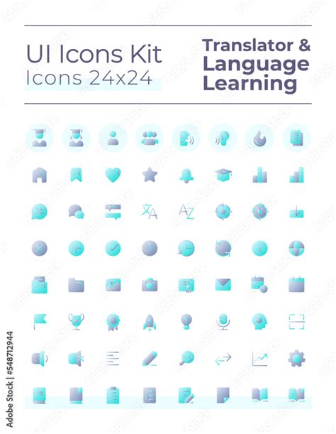 Translator Flat Gradient Two Color Ui Icons Set Language Learning Communication Vector